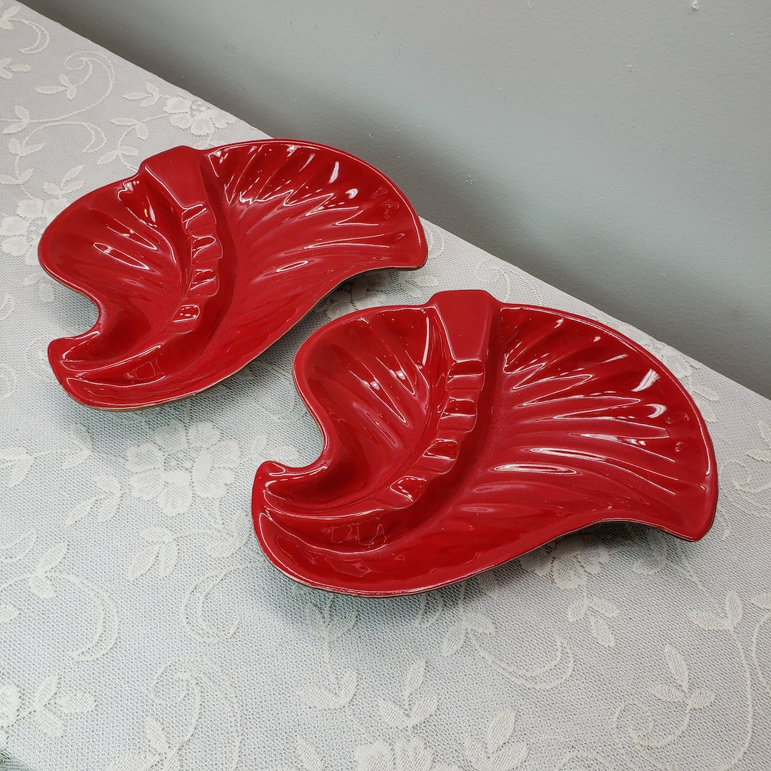 Vintage Red Ashtrays Art Pottery Ceramic Sequoia Ware California Usa ...