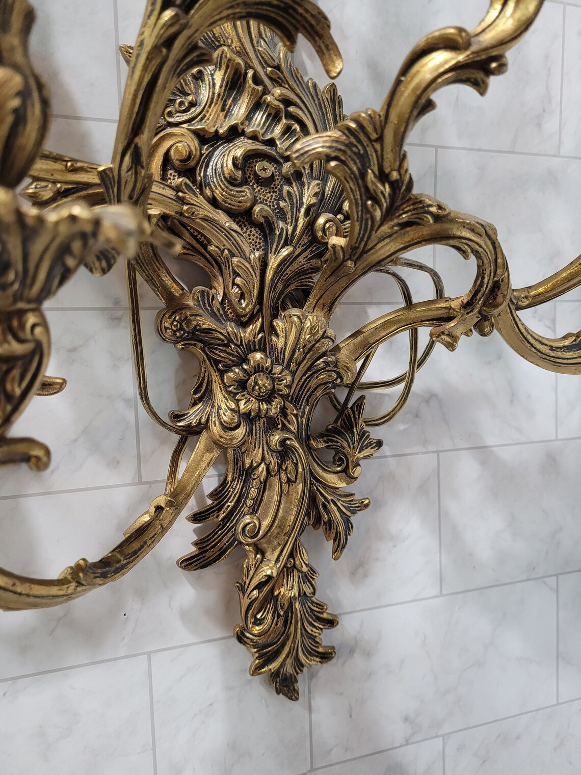 Vintage Louis XV French Rococo Style Gold Brass 7 Arm Wall - Etsy