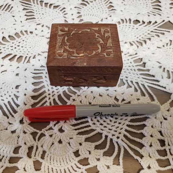Vintage Miniature Mini Small Square Wood Wooden Box Trinket - Etsy