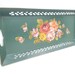 Vintage Tole Tray Oblong Dark Teal Floral Serving Tray Metal - Etsy