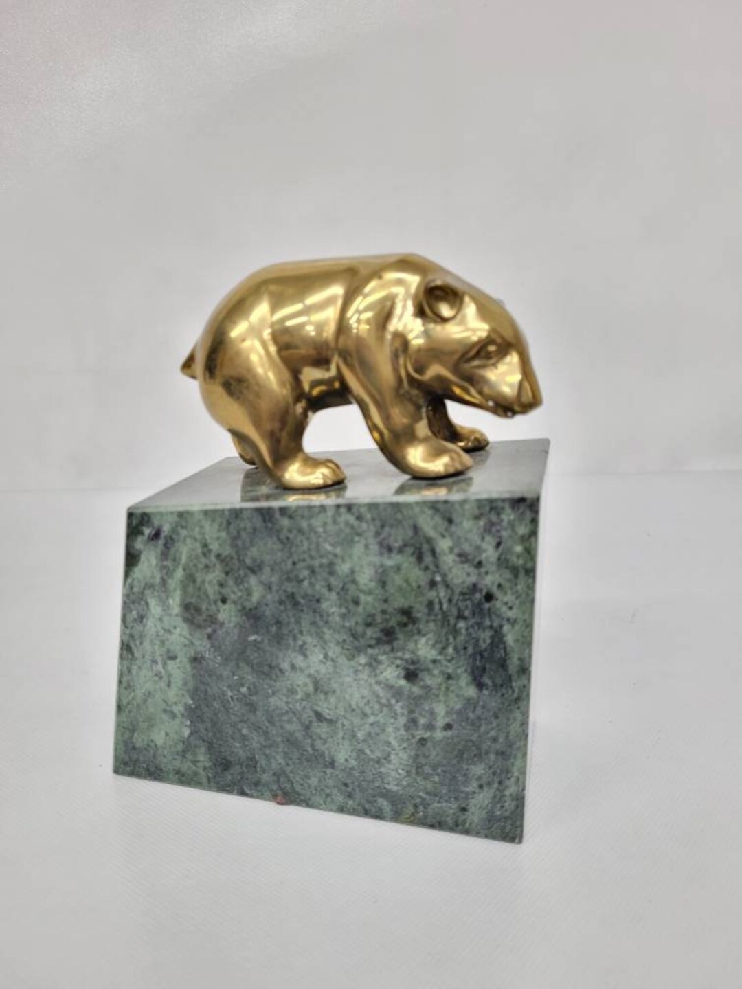 Mid Century Bookend Bear Sculpture Book Holder Green Marble Statue - Etsy