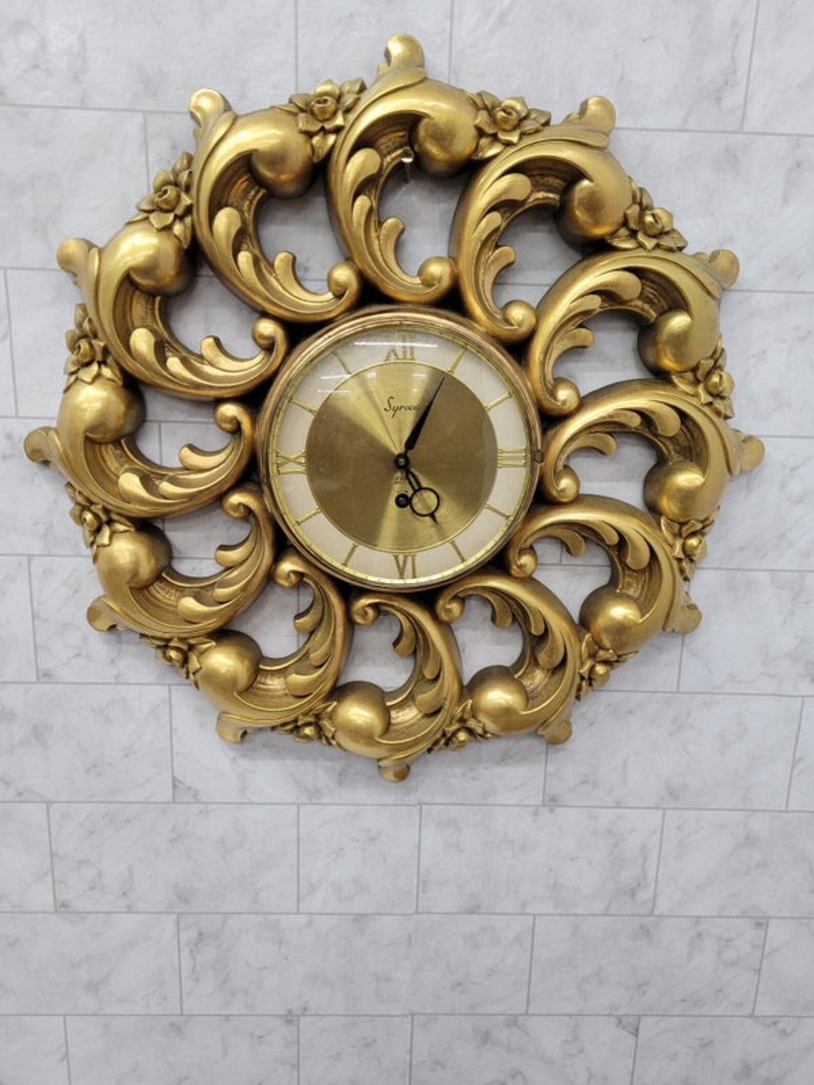 Vintage Syroco Wall Clock Gold Ornate Chunky USA Made - Etsy