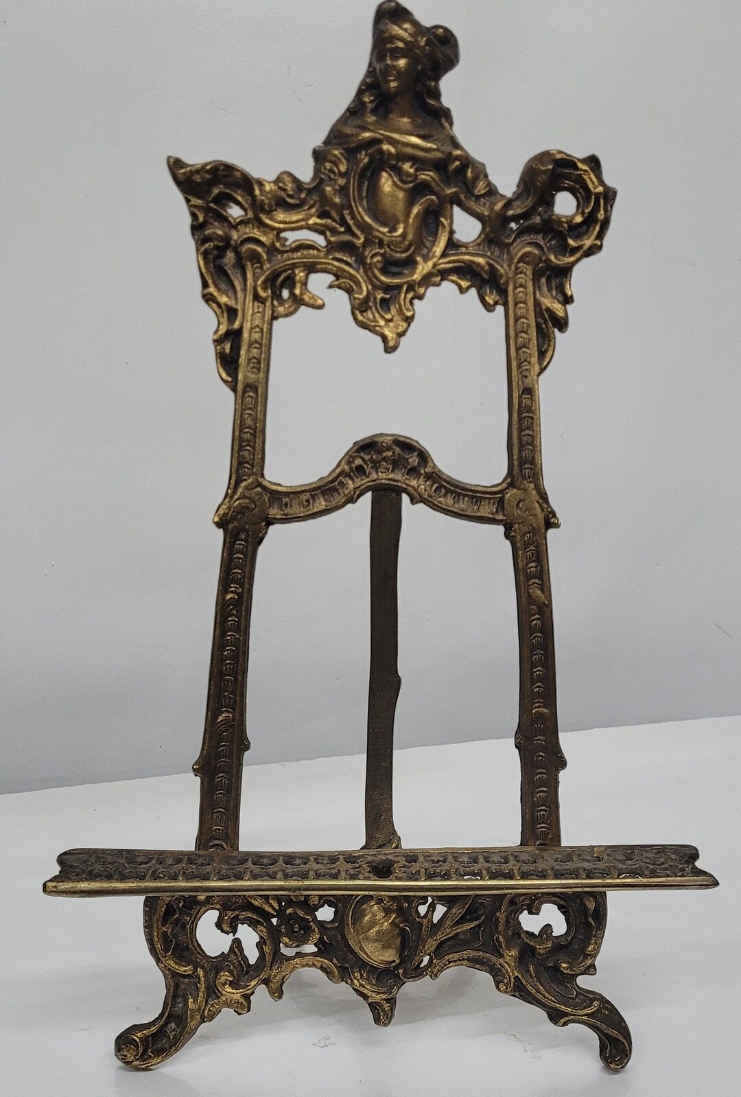 Art Nouveau Lady Bust Ornate Large Bronze Brass Easel Picture Plate ...