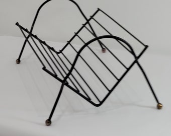 Mid Century Black Metal Mesh Shelf Free Standing for Books Vintage ...