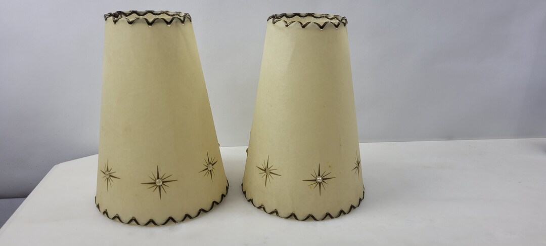 Pair Vintage Mid Century Fiberglass Table Lamps Starburst Sunburst ...