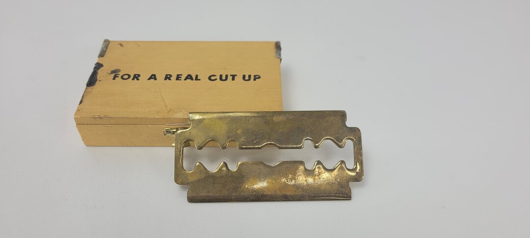 Vintage Oversize Brass Razor Blade 4" Display Table Top Art - Etsy
