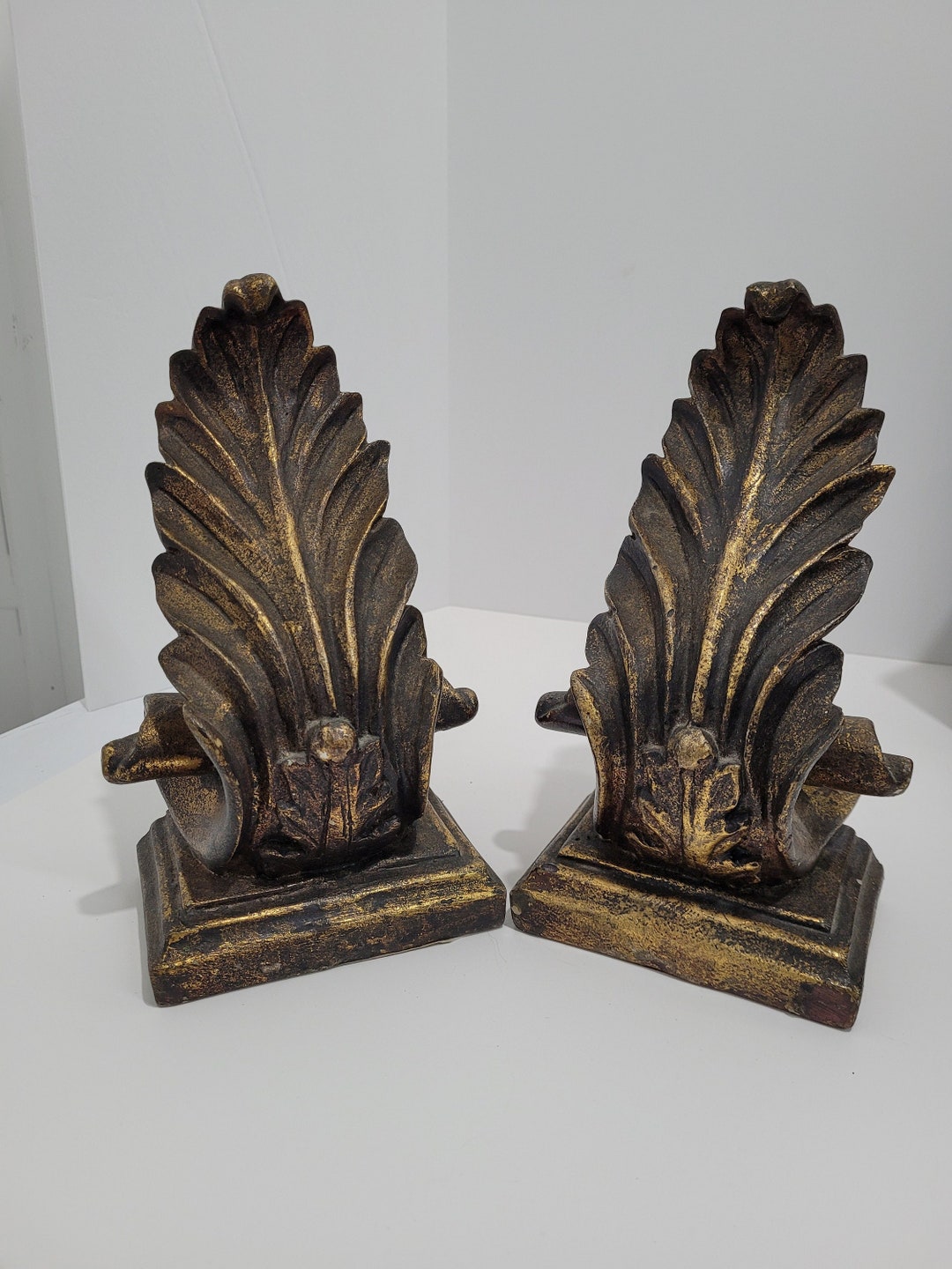Vintage Neoclassical Acanthus Leaf Bookend Carved Gold Gilt Antique ...