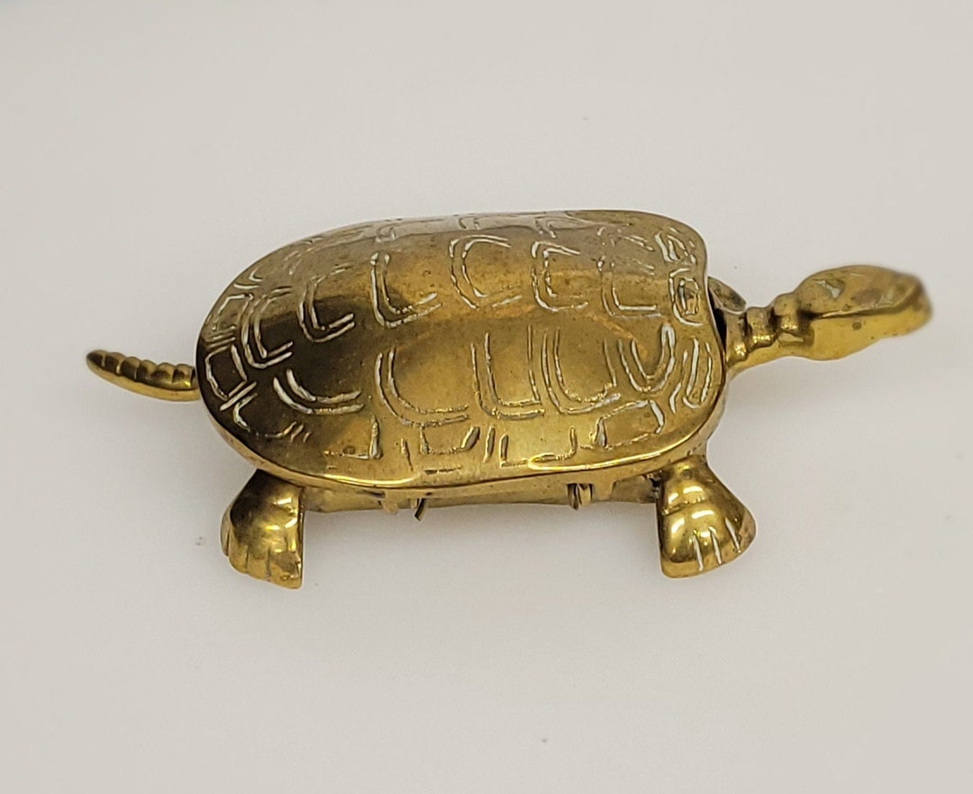 Vintage Turtle Brass Box Mini Stash Box Case Gold Made in Korea. - Etsy