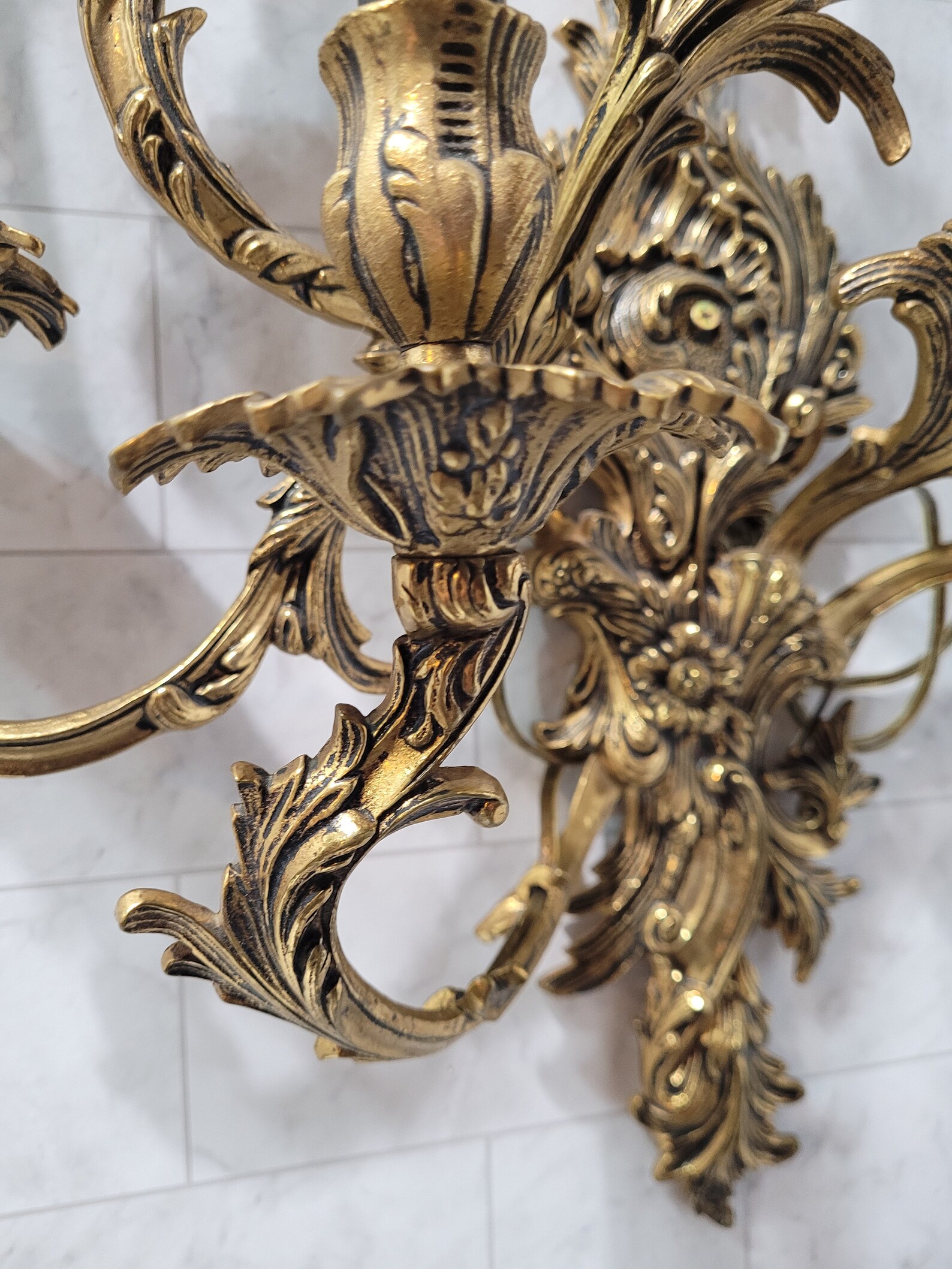 Vintage Louis XV French Rococo Style Gold Brass 7 Arm Wall - Etsy