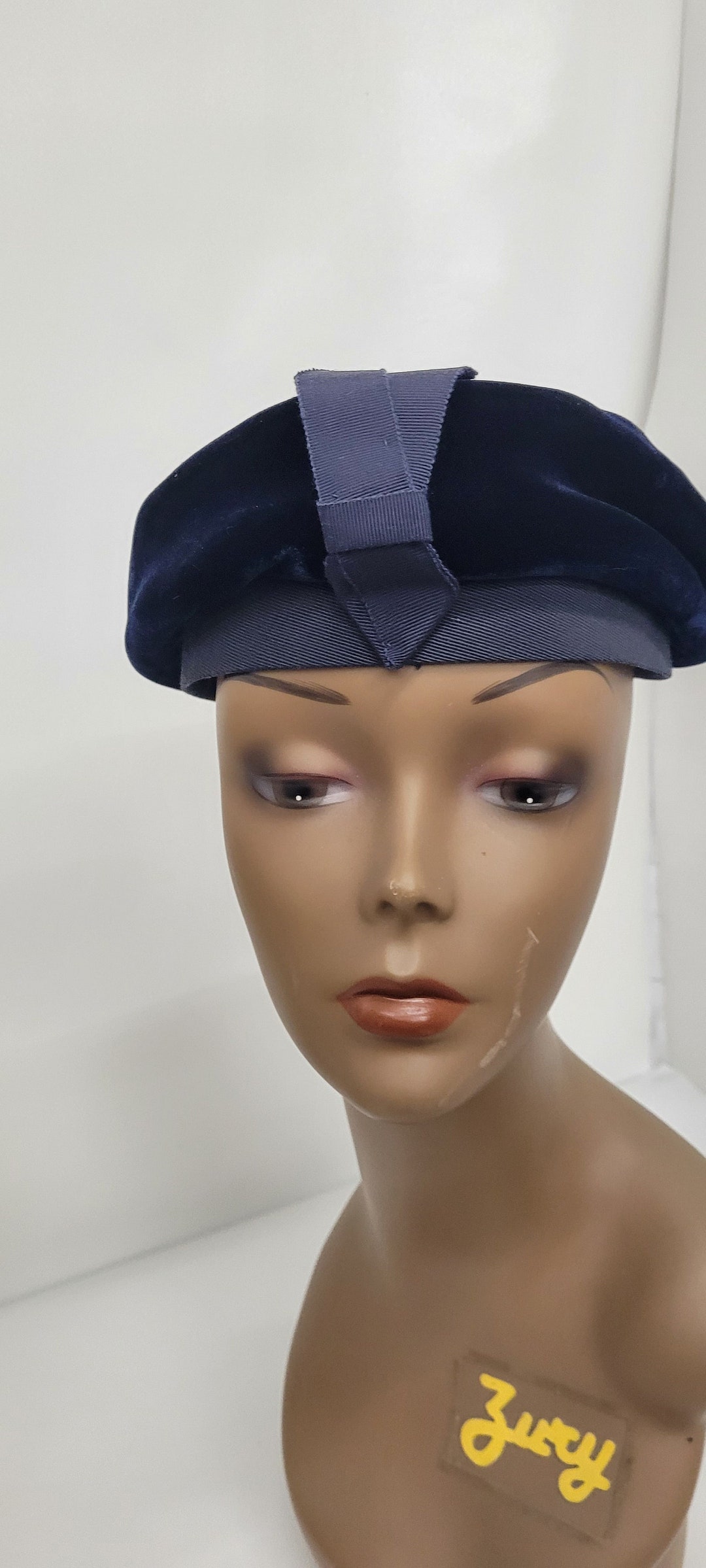 Vintage Midnight Blue Velvet Beret Womens Hat 12 - Etsy