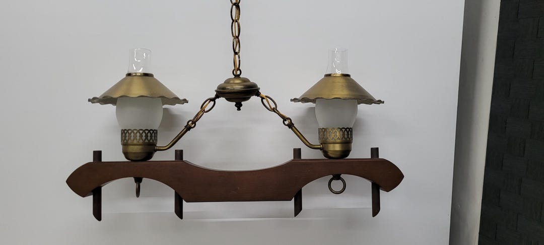 Vintage Yoke Chandelier 3 Light Fixture Lamp Rustic Farmhouse Saloon ...
