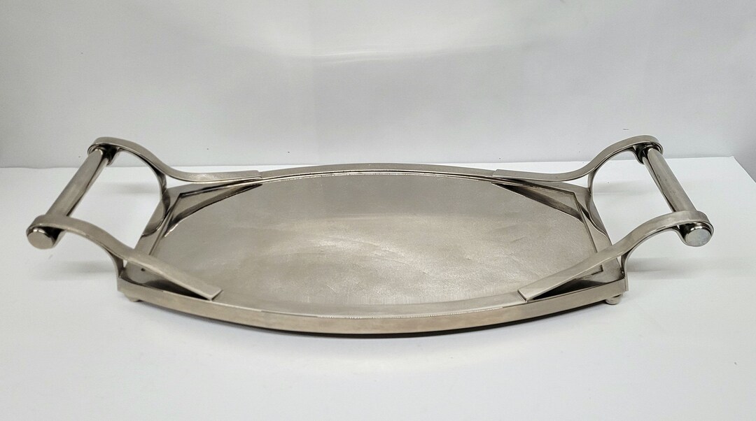 Chrome Serving Tray, Vintage Art Deco Style, Vanity, Tableware, Barware ...