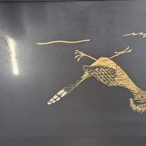 Vintage Mid Century Black Road Runner Bird Cigar Box Vanity Hinged ...