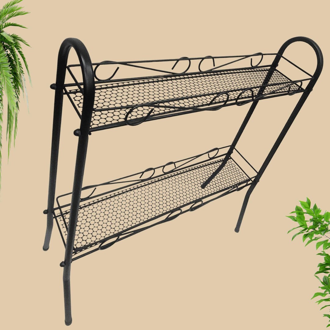 Vintage Atomic Wire Plant Stand Shelf, Narrow Mid Century Metal Mesh ...