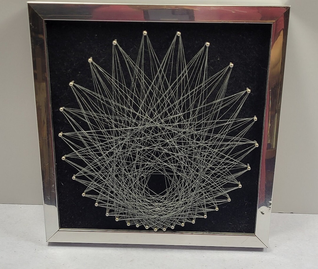 Vintage Chrome and Black String Art Mid Century Modern Home Decor - Etsy