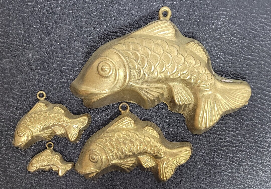 Vintage Brass Fish 4 Mold Set Wall Hanging Metal Art Kitchen Decor - Etsy