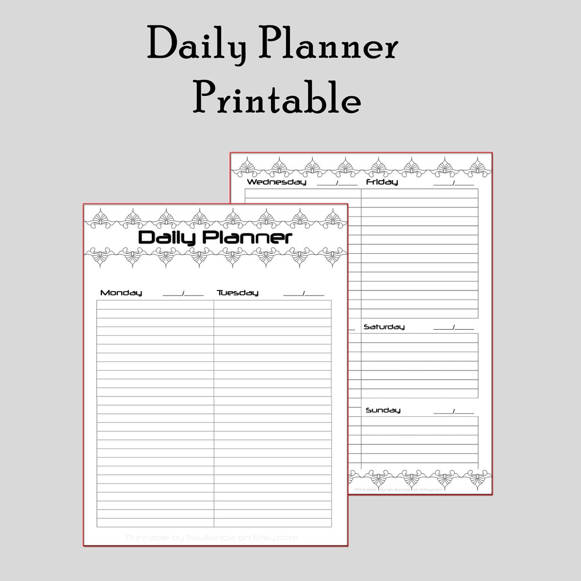 Printer Friendly Weekly Daily Planner | Etsy