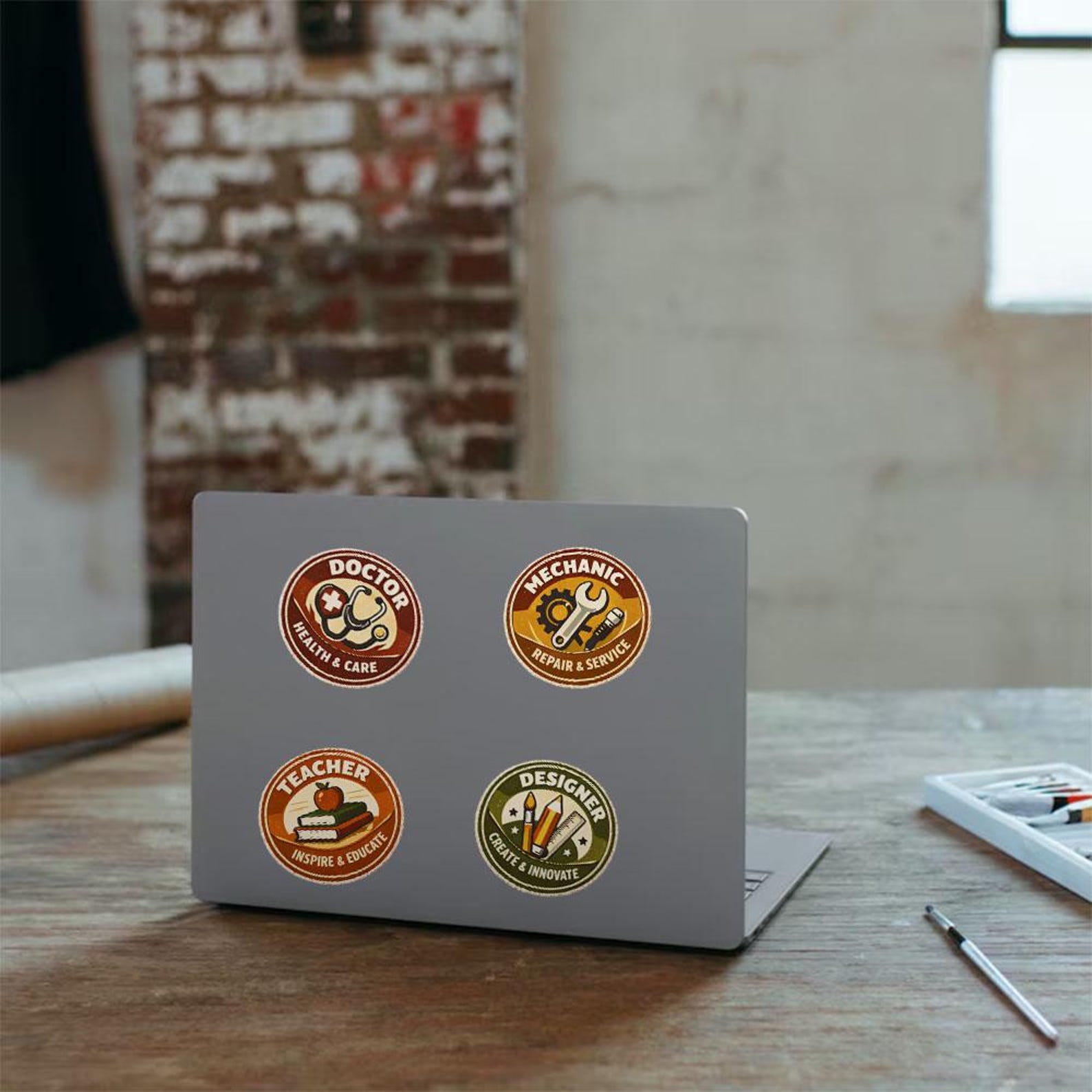 Retro Profession Badge PNG Bundle, Vintage Job Sticker Clipart ...
