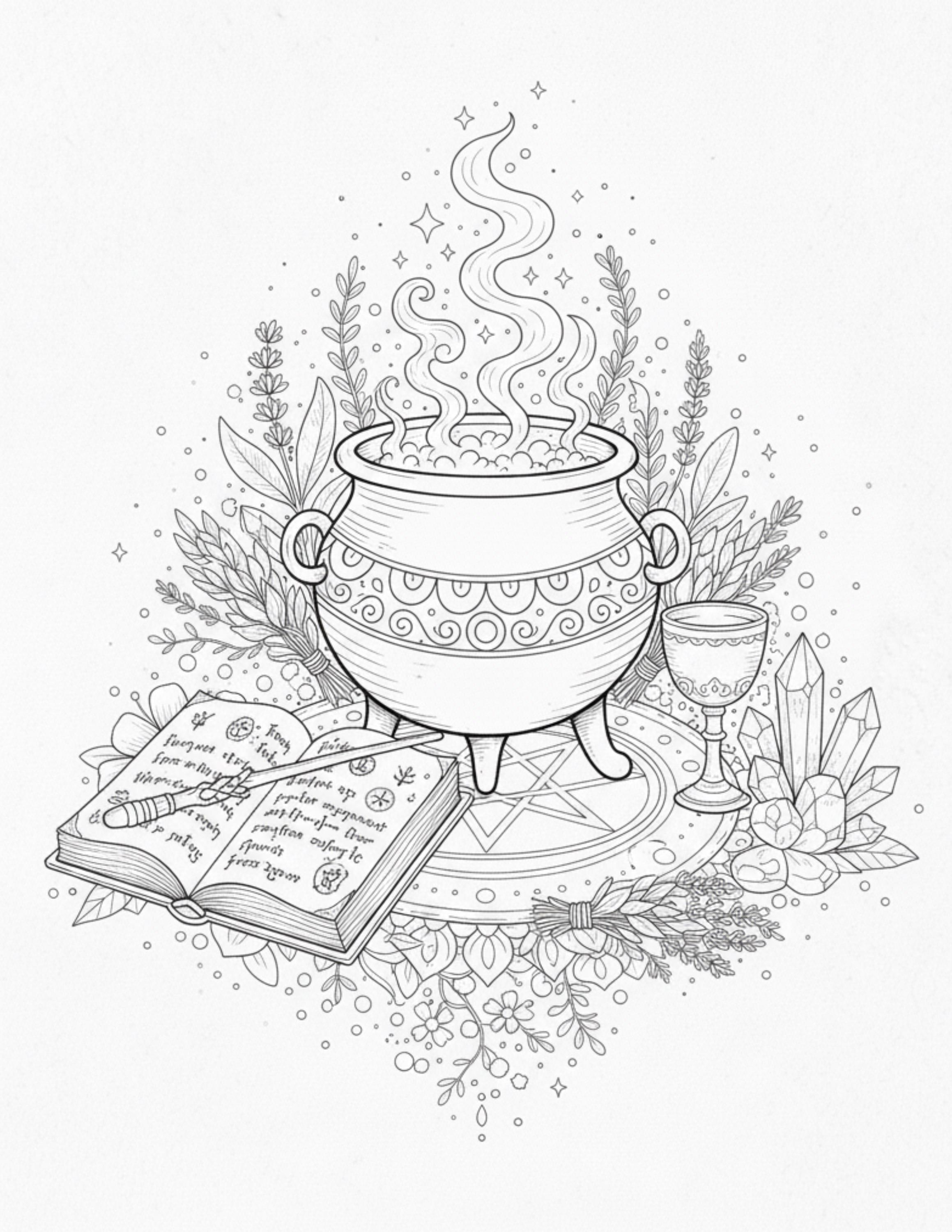 Mystical Coloring Pages Set of 30, Magickal Spiritual Coloring for ...