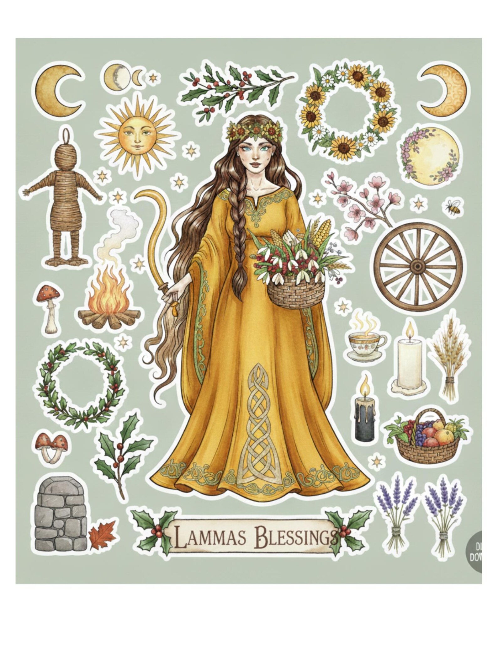 Wheel of the Year Sticker Pack Digital Download | Printable Sabbat ...