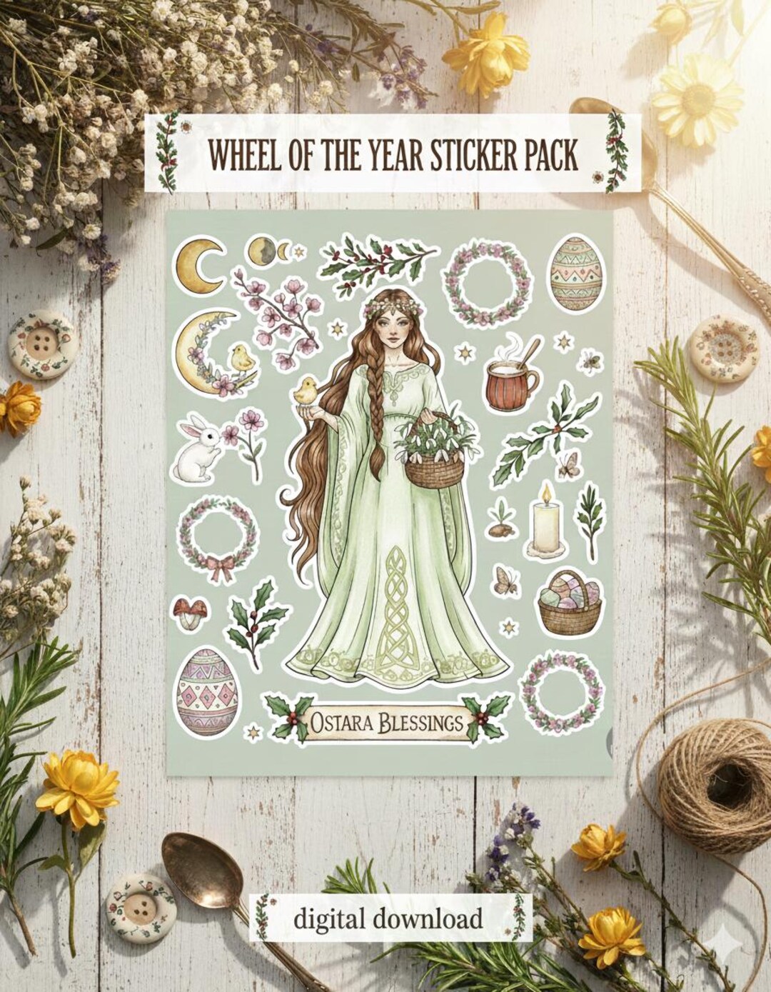 Wheel of the Year Sticker Pack Digital Download | Printable Sabbat ...