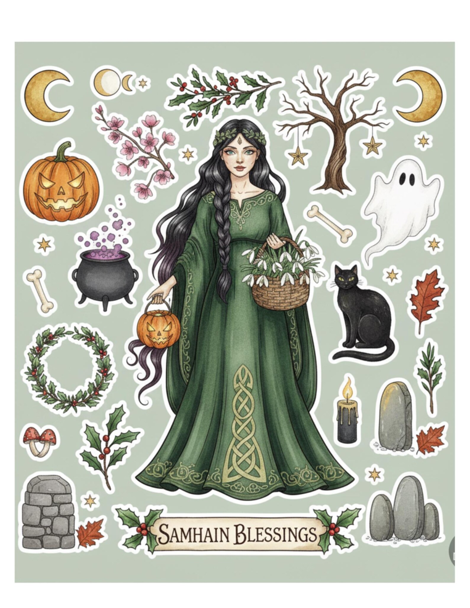 Wheel of the Year Sticker Pack Digital Download | Printable Sabbat ...