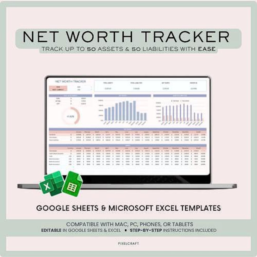 Small Business Net Worth Tracker Automated Spreadsheet | Assets ...