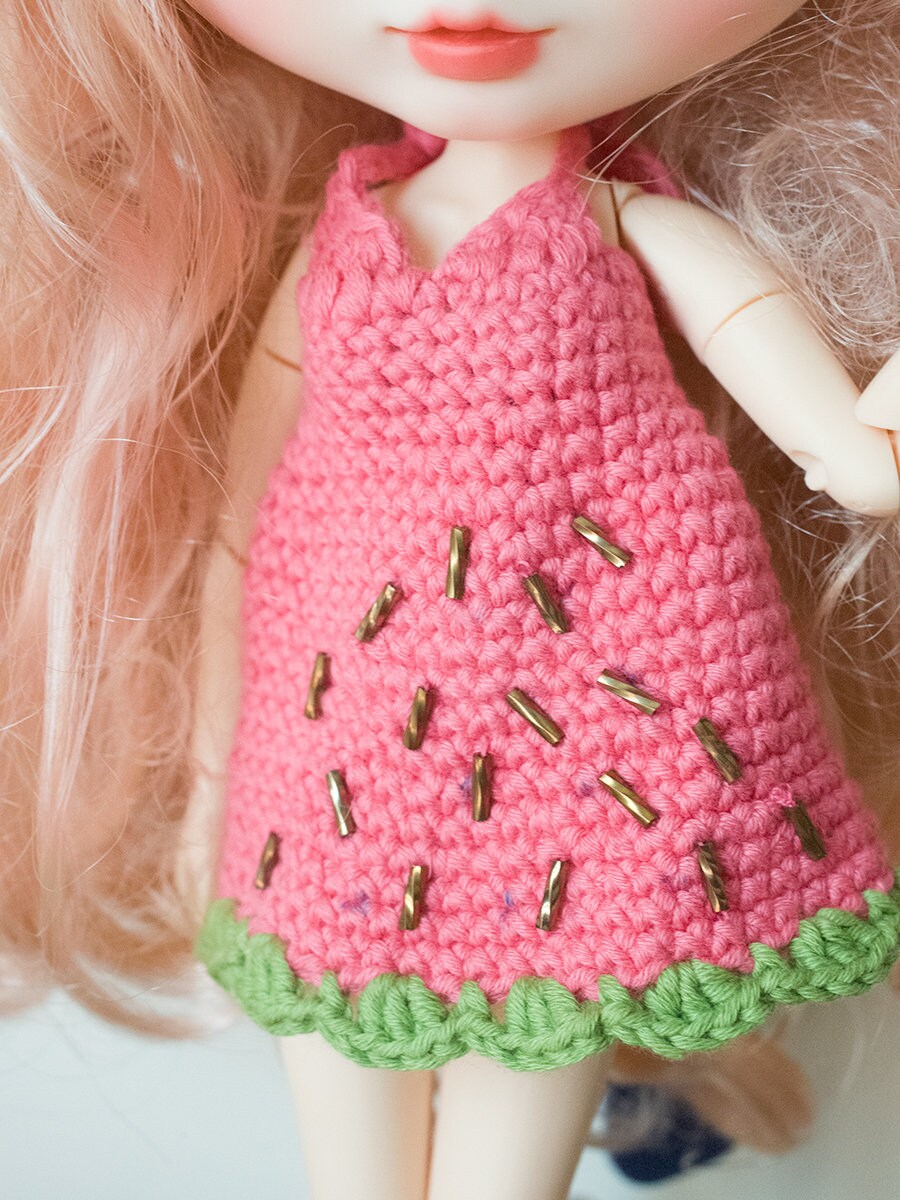 Miss Melon Blythe Hat And Dress Set Crochet Dress And Hat For Doll Blythe Accessories Also For