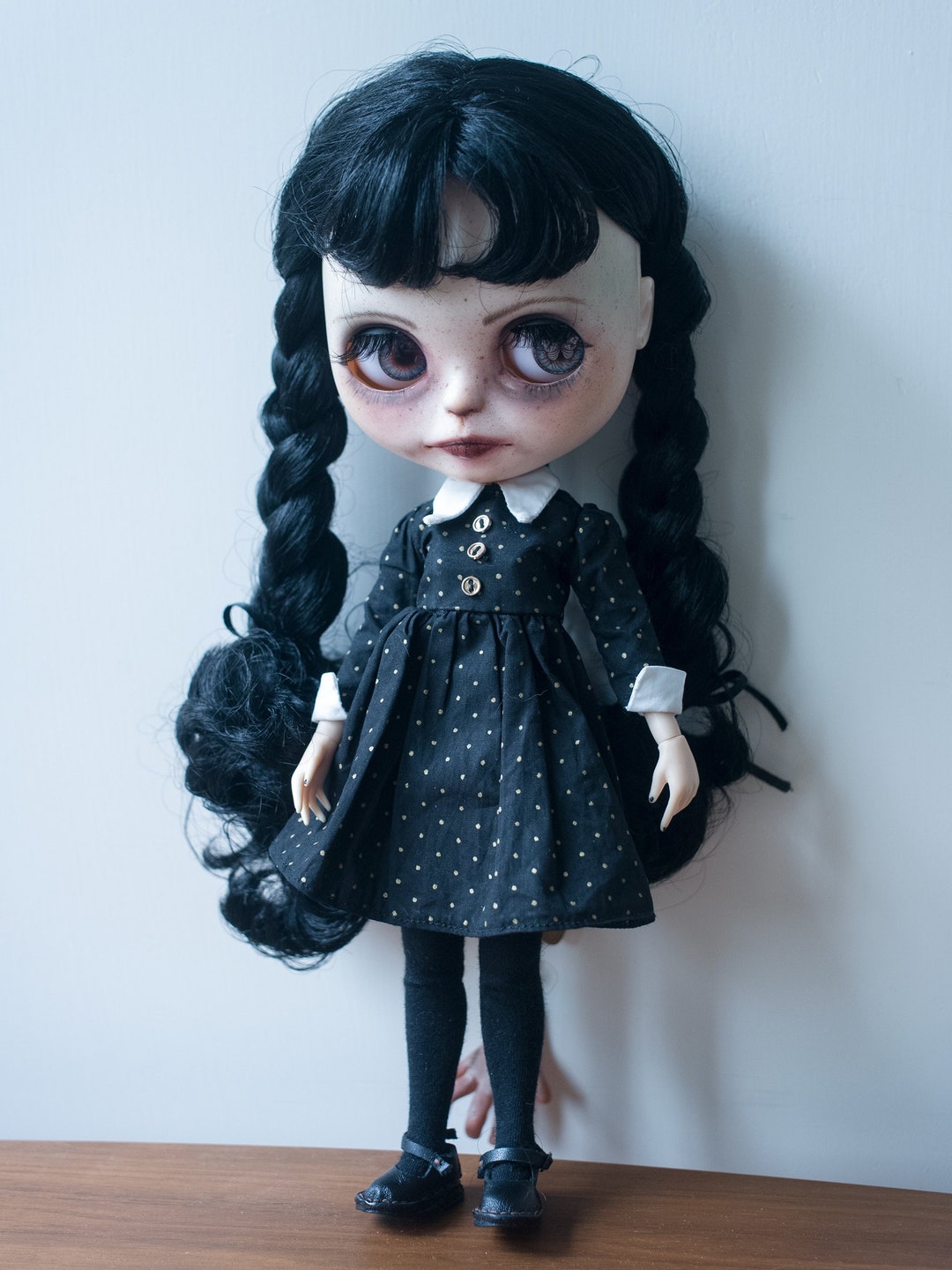 DRESS ONLY Wednesday Addams Classic Dotted One Piece Handmade Blythe ...