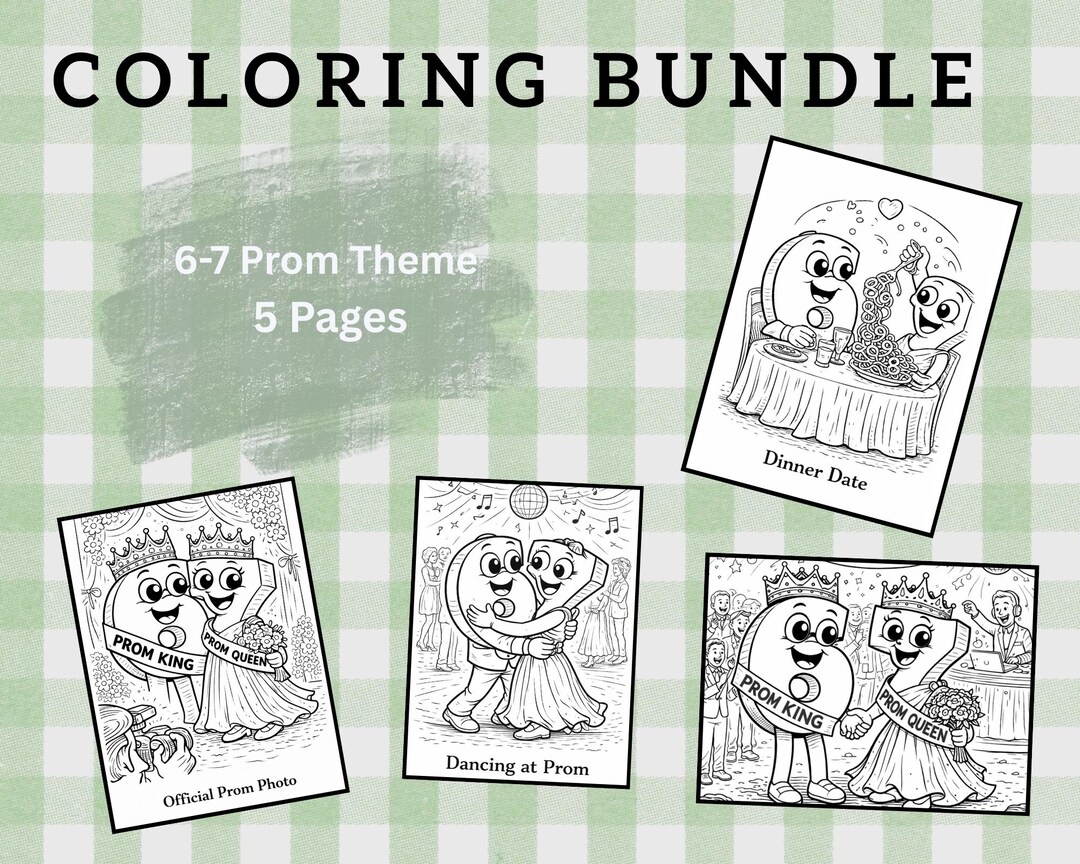 6-7 Coloring Sheet Bundle - Prom Theme - Etsy