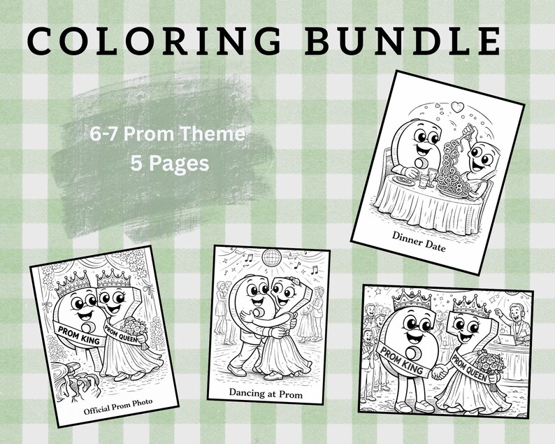 6-7 Coloring Sheet Bundle - Prom Theme - Etsy