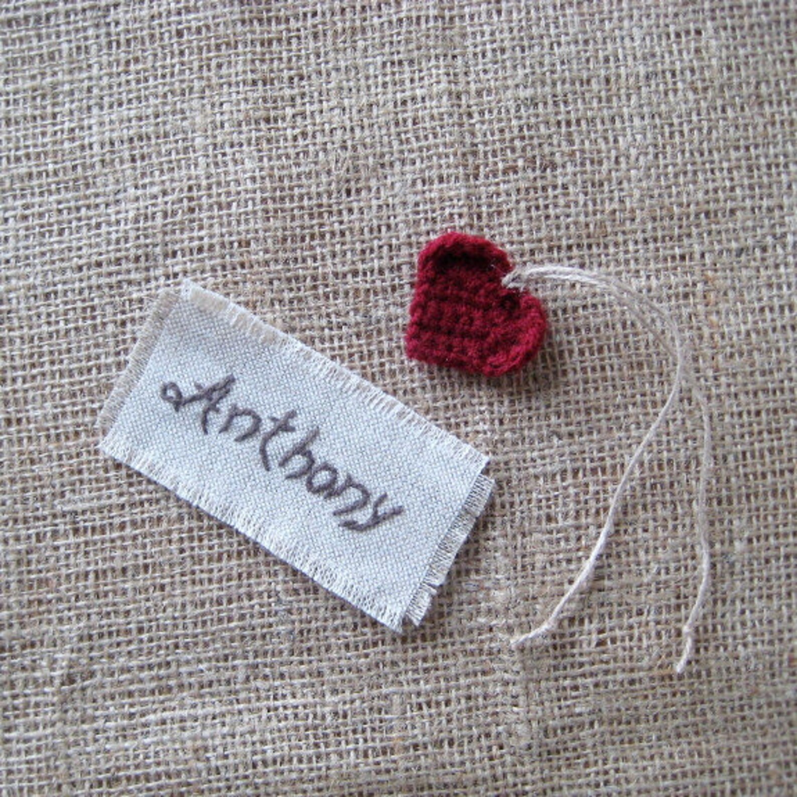 Personalized Fabric Heart Label Sewing Name Tag Primitive - Etsy