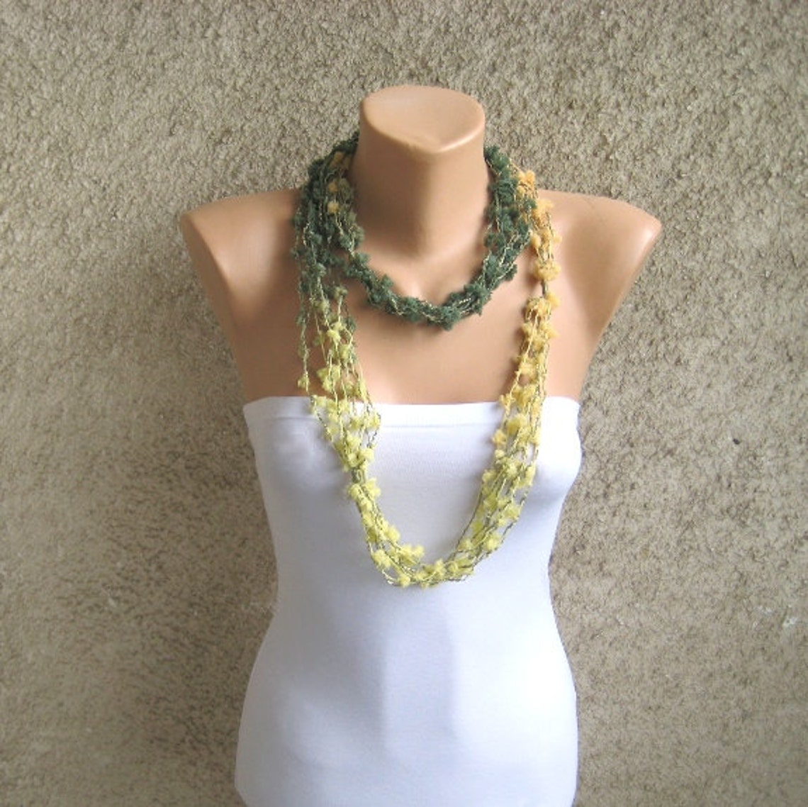 Infinity Skinny Denim Necklace, Yarn Scarf Lightweight, Women Necktie ...