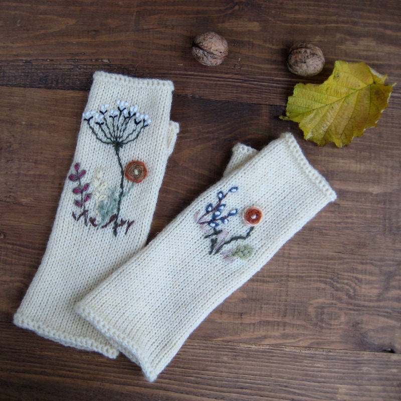 Embroidered Mittens - Etsy
