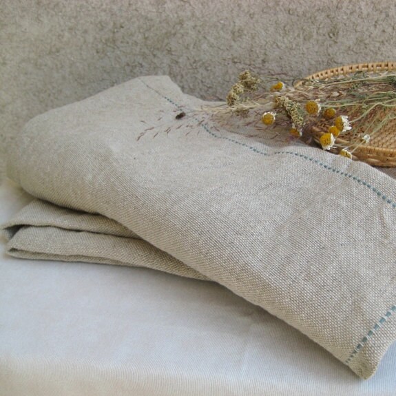 Gray Natural Linen Tablecloth Wrinkled, Burlap Primitive Embroidery ...