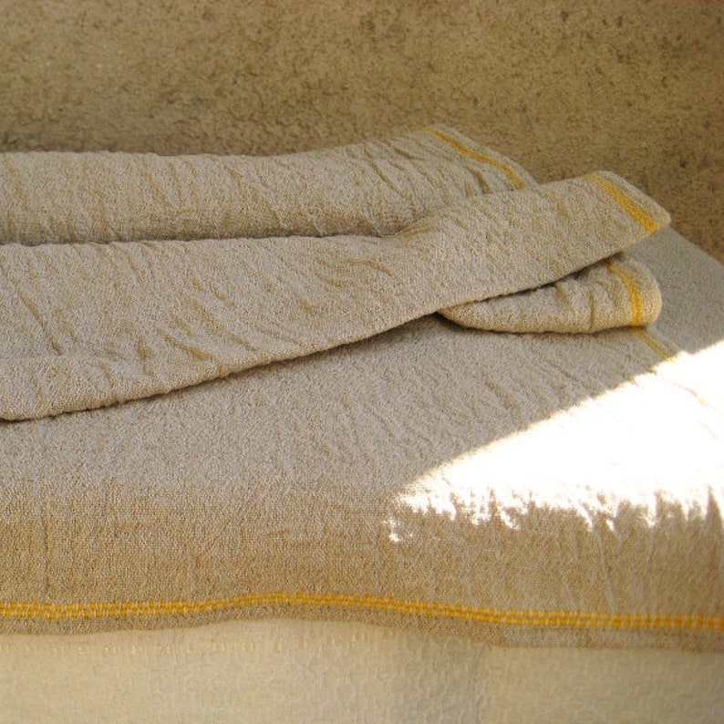 Gray Pure Linen Tablecloth Burlap Primitive Embroidery, Washed Wrinkled ...