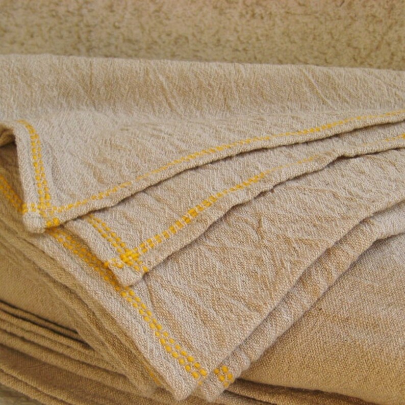 Gray Pure Linen Tablecloth Burlap Primitive Embroidery, Washed Wrinkled ...