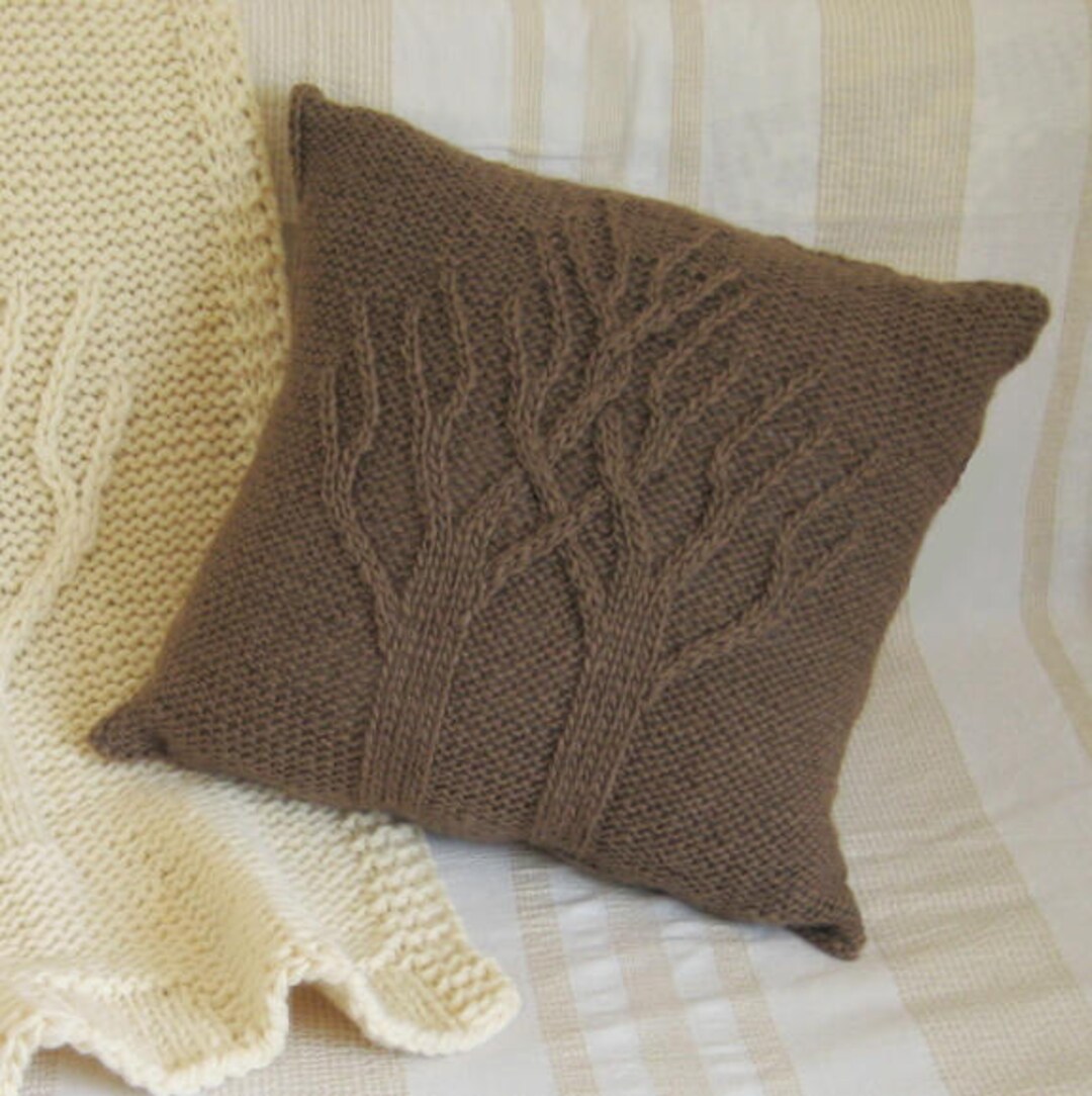 Wool Cable Knit Pillow Sham, Tree of Life Pillow Case, Knitted Vintage ...