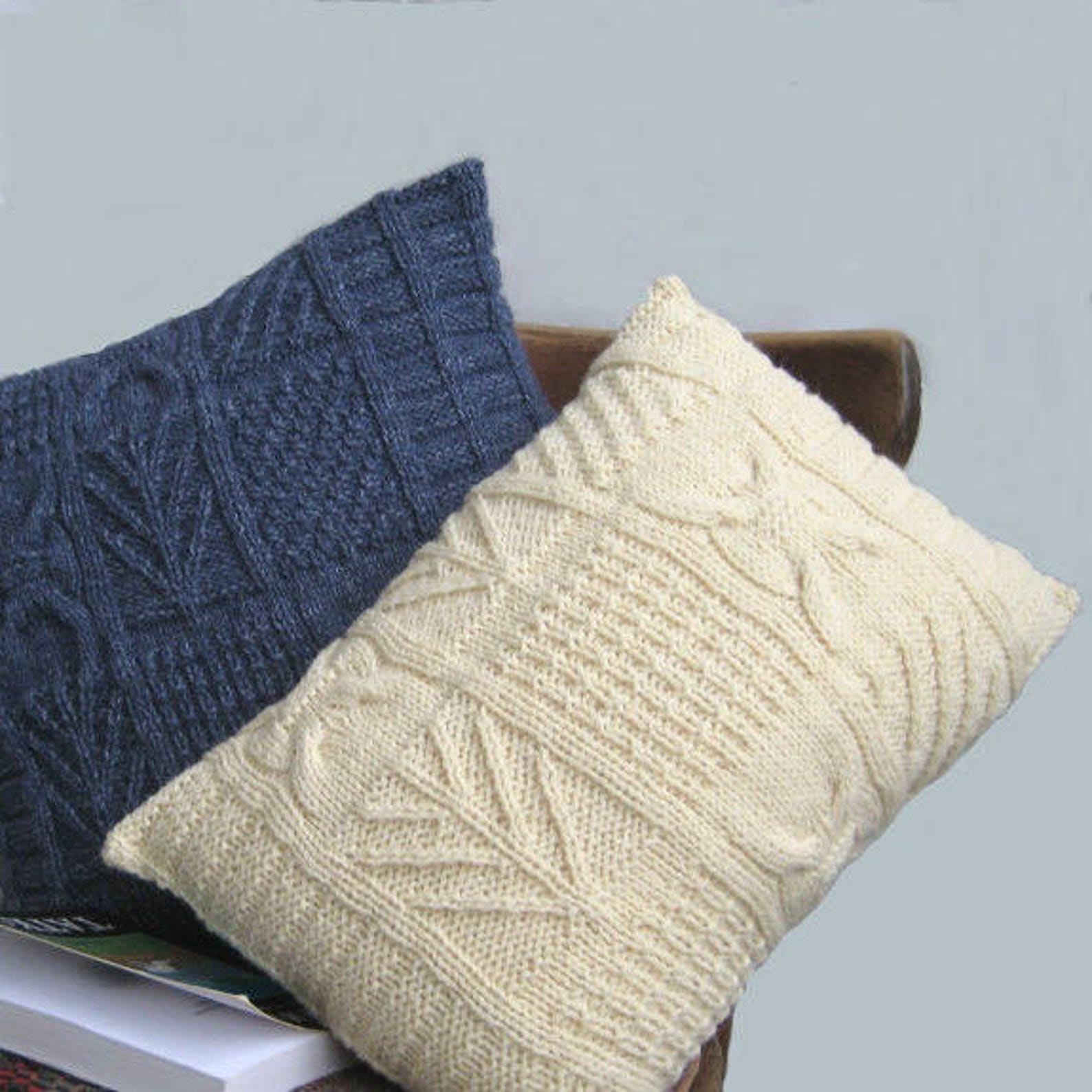 Custom Wool Cable Knit Pillow Sham, Gray Decorative Pillow Case, Knit ...