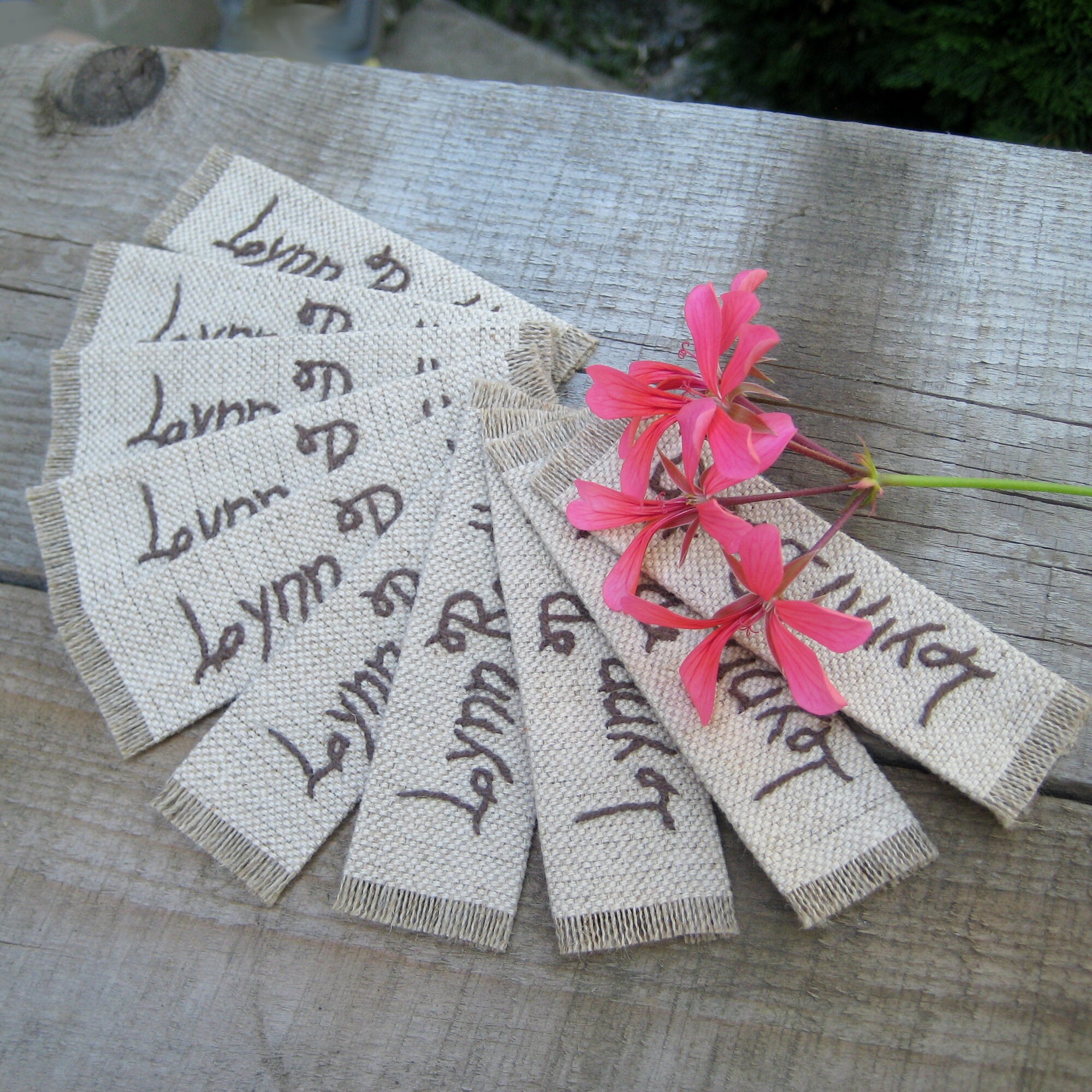 Personalized Fabric Heart Label, Sewing Name Tag, Primitive Embroidery ...