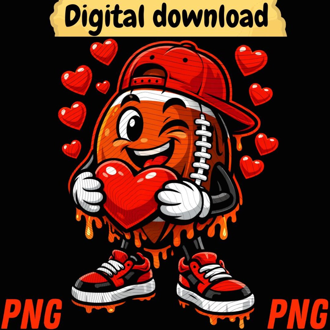 Valentine Football PNG Love Touchdown PNG Romantic Sports Heart Design ...