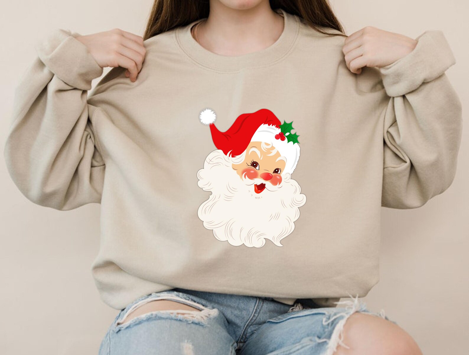 DTF Vintage Pink Red Santa Claus, Vintage Pink Red Santa Claus DTF ...