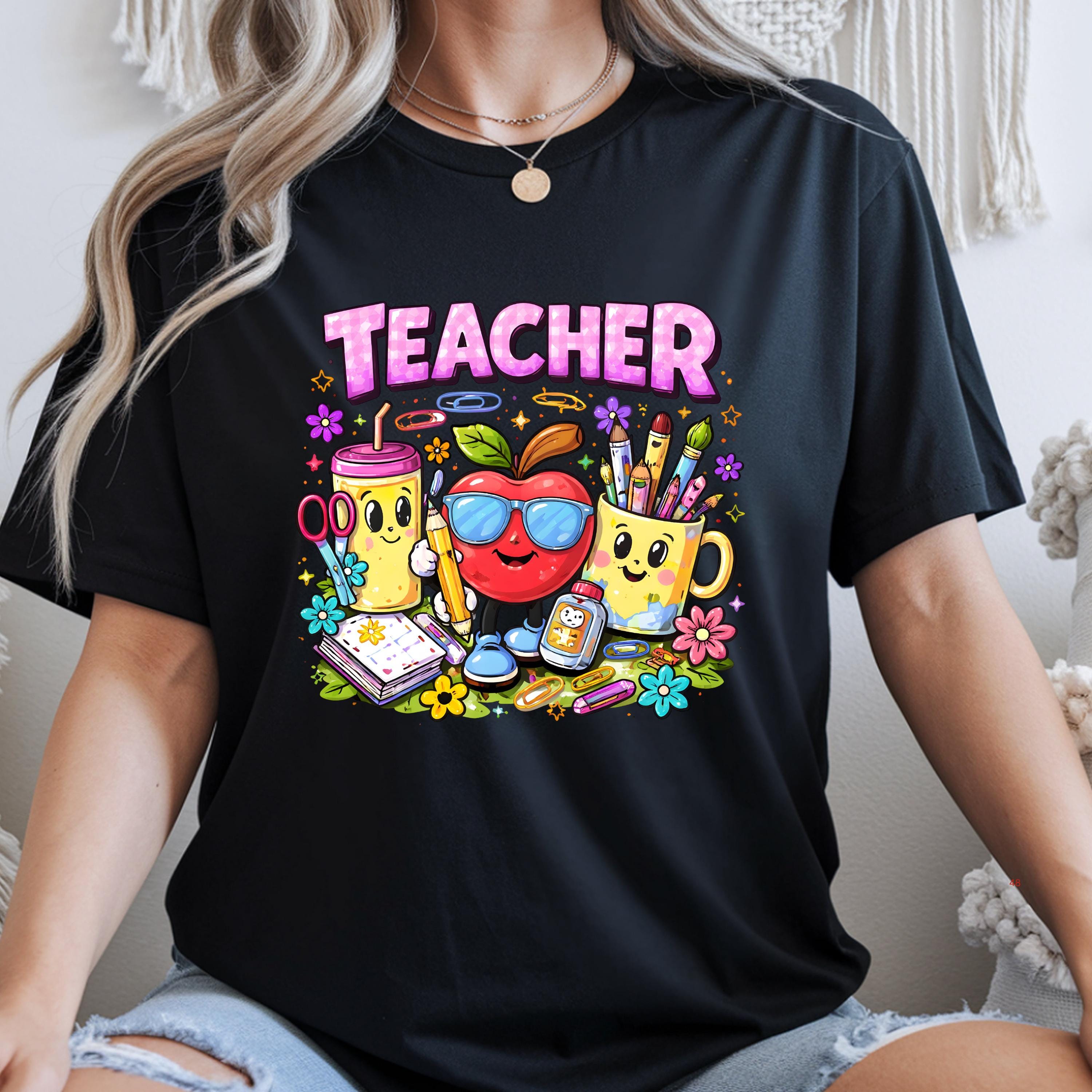 Teacher School Ready to Press DTF Transfer, Cute Apple Classroom ...