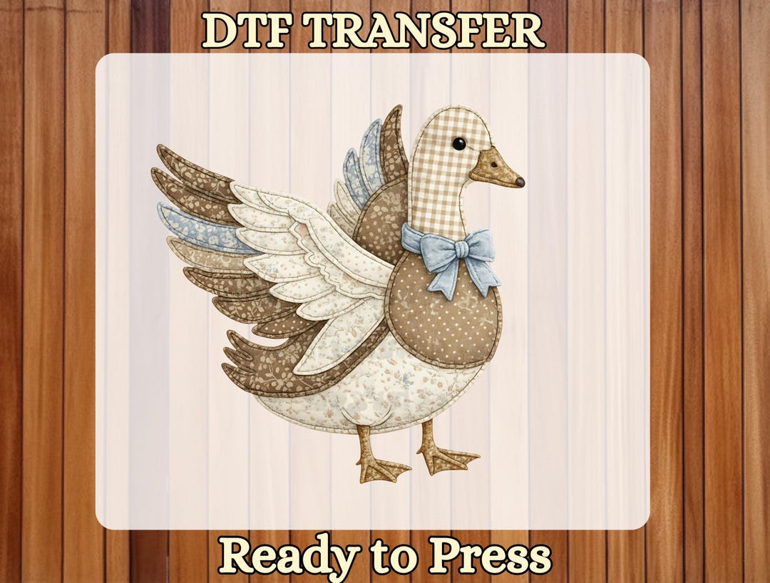 Vintage Patchwork Goose Ready to Press DTF, Retro Brown Coquette Bow ...