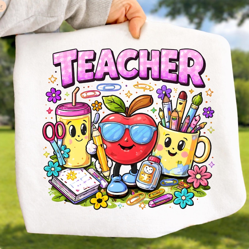 Teacher School Ready to Press DTF Transfer, Cute Apple Classroom ...