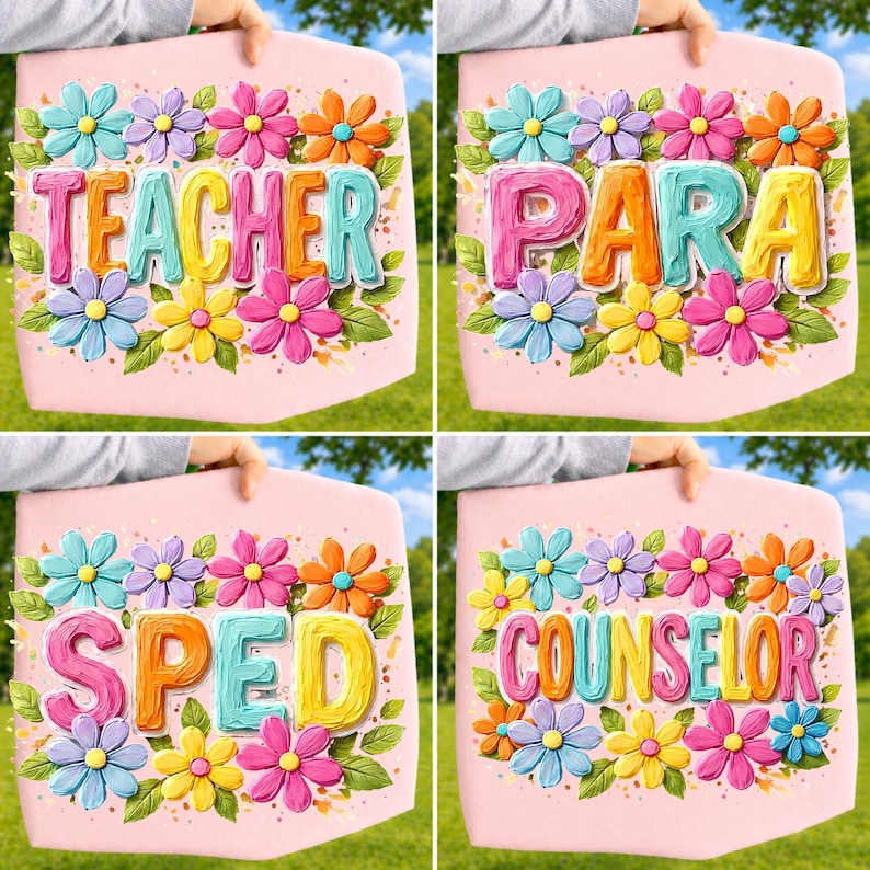 Teacher Para SPED Counselor Ready to Press DTF Bundle, Brushstroke ...