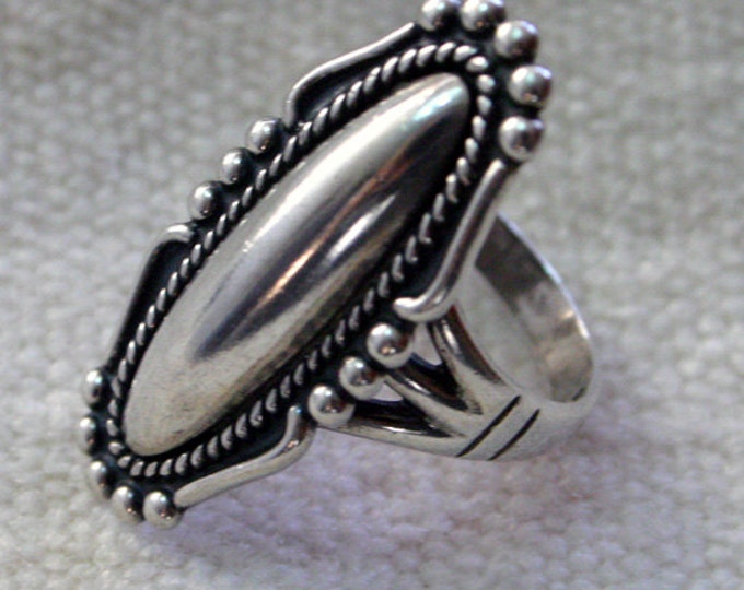 VINTAGE Silver Bell Trading Post Dome Elongated Ring - Etsy
