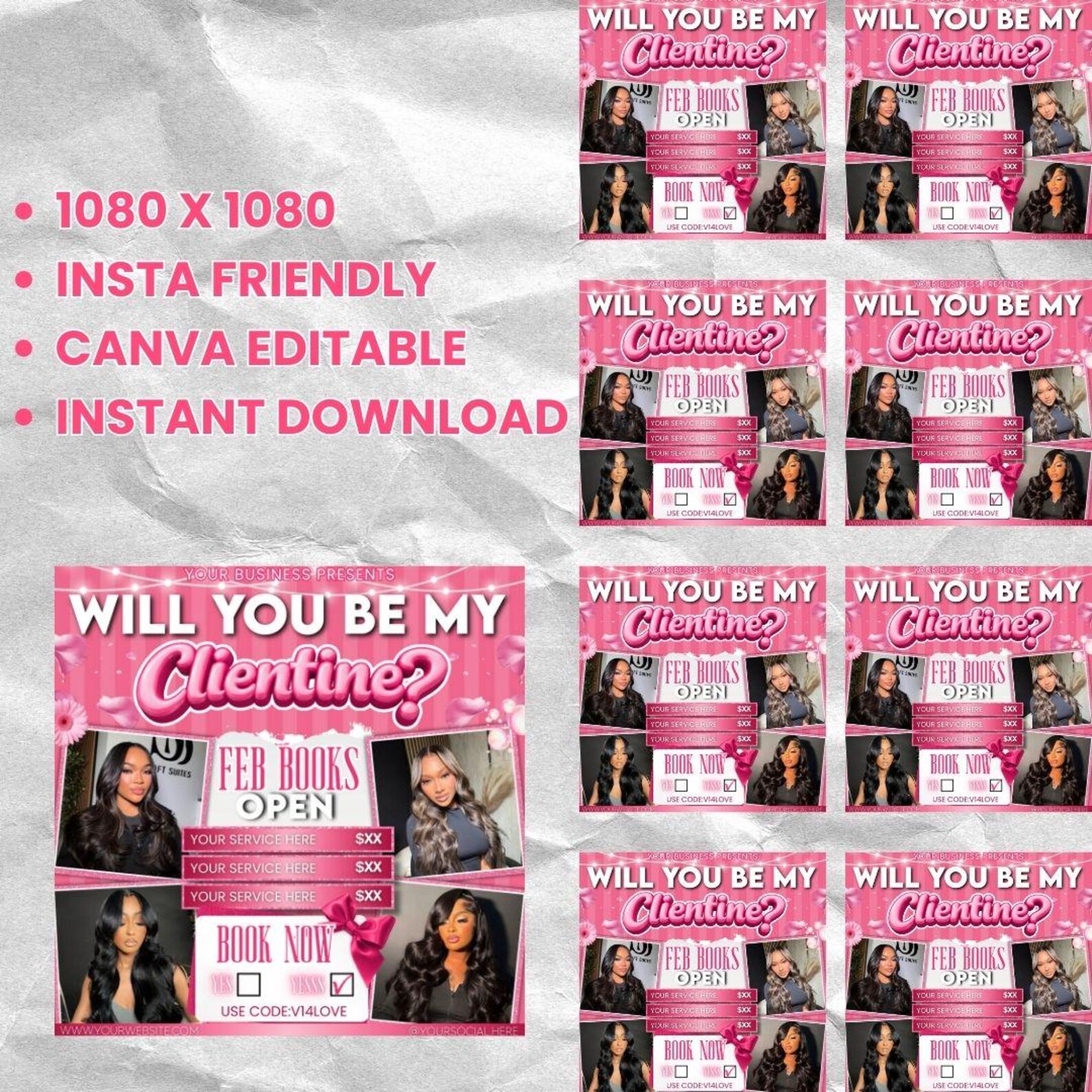 February Booking Flyer Canva Template Editable Appointment Promotion ...