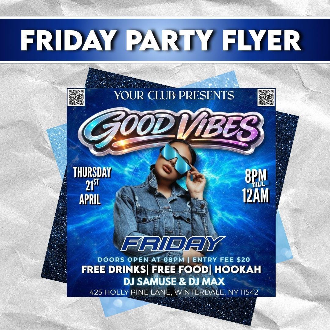 Editable Friday Party Flyer, Night Event Promotion, Canva Template ...