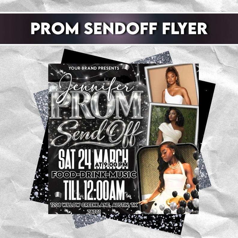Prom Send off Flyer, DIY Prom Flyer, Prom Canva Template, Prom Send off ...